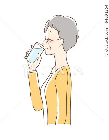 Side profile of a woman drinking cop water - Stock Illustration ...