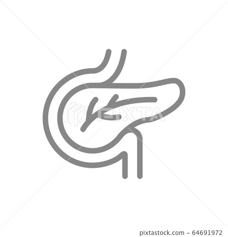 Human pancreas line icon. Healthy internal... - Stock Illustration ...