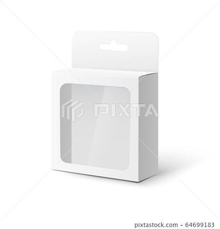 White tab box with plastic window realistic... - Stock Illustration ...