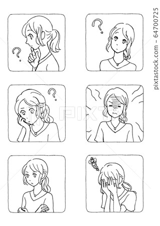 Trouble, doubt, icon, line drawing - Stock Illustration [64700725] - PIXTA