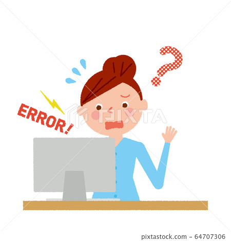 Female computer error illustration vector - Stock Illustration ...
