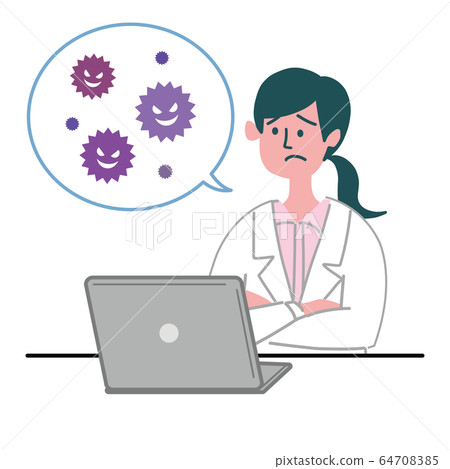 Doctor doctor woman computer virus in trouble - Stock Illustration ...