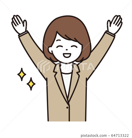 Suit woman hurray illustration - Stock Illustration [64713322] - PIXTA