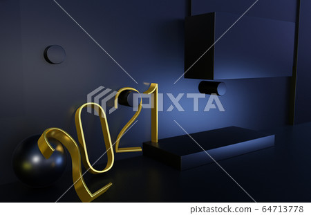 2021 year golden sign with black background. 3D... - Stock Illustration ...