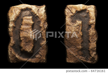 Set of rocky numbers 0, 1. Font of stone on... - Stock Illustration ...