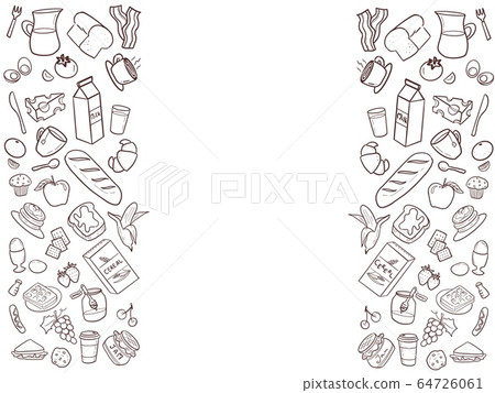 Hand draw breakfast set in dark brown color on... - Stock Illustration ...