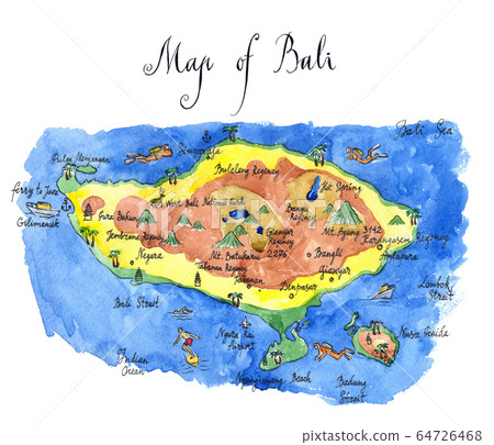Map Bali attractions - Stock Illustration [64726468] - PIXTA