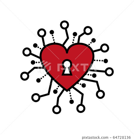 Love Network Logo Icon. Security Heart Padlock - Stock Illustration ...