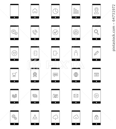 Smartphone icon set - Stock Illustration [64731972] - PIXTA