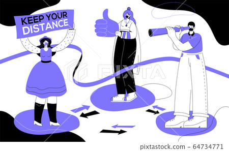 Keep your distance - colorful flat design style... - Stock Illustration ...