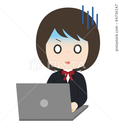 Student girls computer shock - Stock Illustration [64736147] - PIXTA