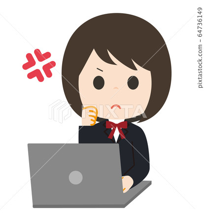 Student girls computer angry - Stock Illustration [64736149] - PIXTA