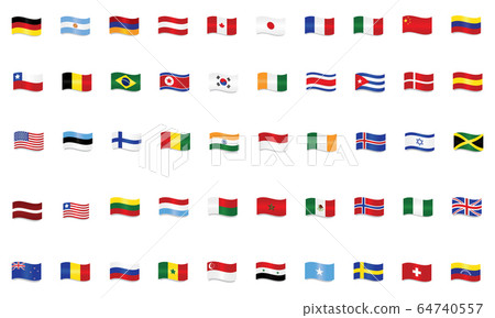 Set of world flags waving - Stock Illustration [64740557] - PIXTA