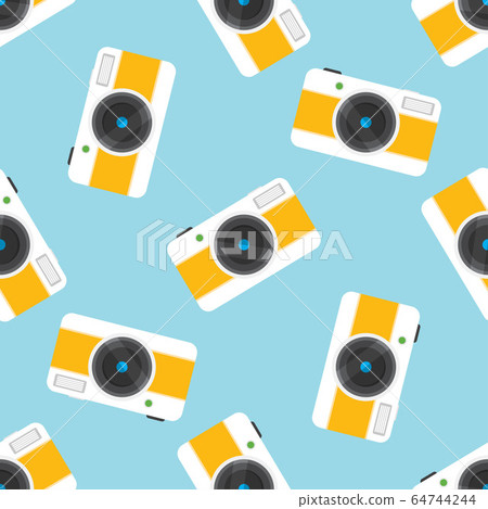 Vintage colorful photo cameras seamless pattern. - Stock Illustration ...