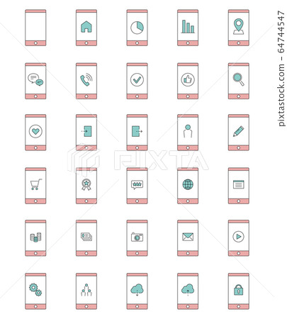 Smartphone icon set - Stock Illustration [64744547] - PIXTA
