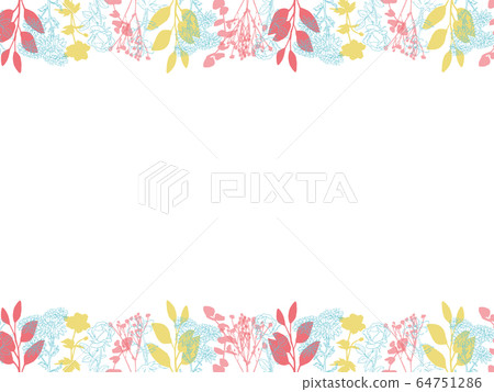 Pink, blue and yellow flower frame - Stock Illustration [64751286] - PIXTA