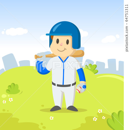 Young baseball player character standing in the... - Stock Illustration ...