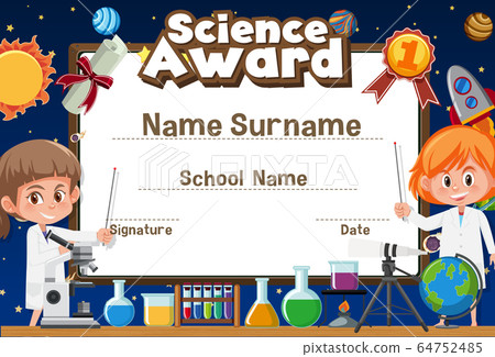 Certificate template design for science award with - Stock Illustration ...