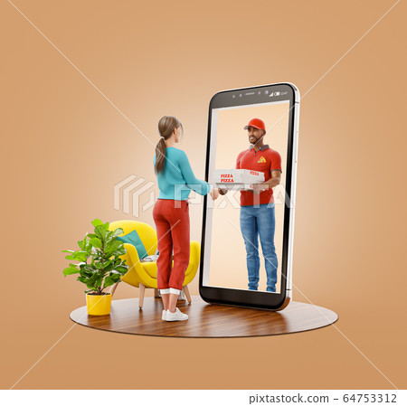 Food delivery service. Pizza delivery concept. - Stock Illustration ...