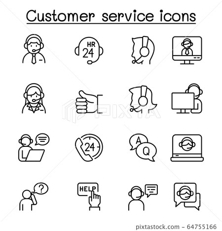 Set of Customer service related vector line icons. - Stock Illustration ...