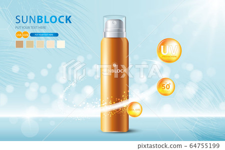 Sunblock ads template, sun protection cosmetic... - Stock Illustration ...