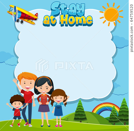 Border template wtih happy family in the park-插圖素材 [64759520] - PIXTA圖庫