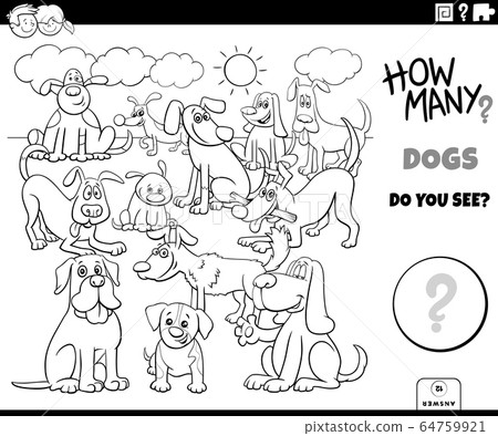counting dogs educational game color book - Stock Illustration ...