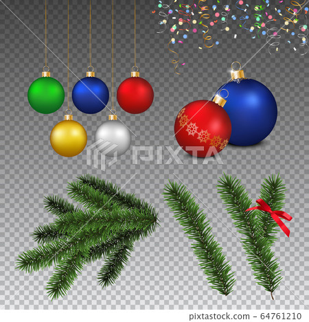Vector set of realistic christmas decorations and - Stock Illustration ...