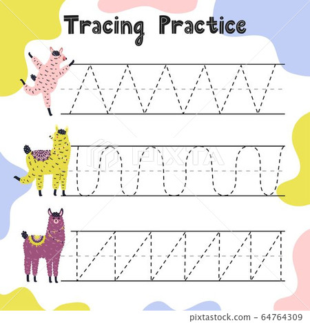 Trace line activity page for kids. Handwriting... - Stock Illustration ...