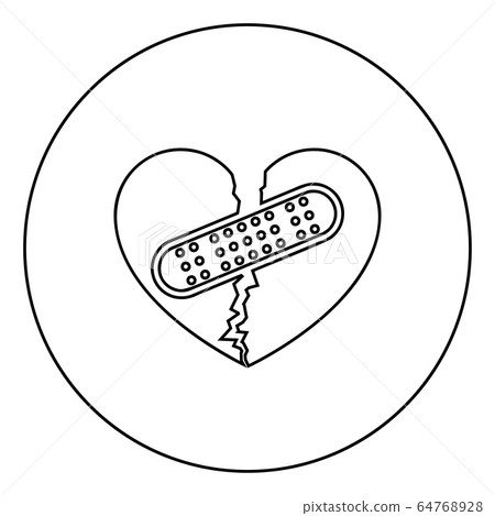 Heart with patch connecting two halves icon in - Stock Illustration ...