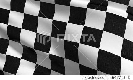 Checkered flag. Black and white square color. 3D - Stock Illustration ...