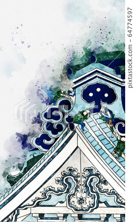 Ukiyo-e Building, Part 4 Watercolor - Stock Illustration [64774597] - PIXTA