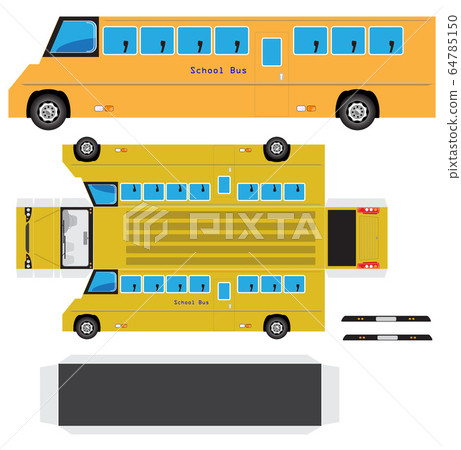 Yellow School Bus Paper Model cut and glue it - Stock Illustration ...
