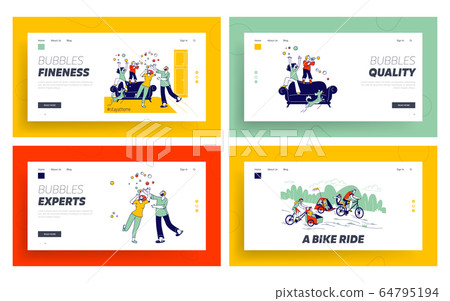 Happy Family Spare Time Landing Page Template... - Stock Illustration ...