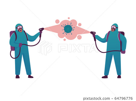 Coronavirus Contamination Disinfection. Human... - Stock Illustration ...