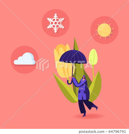 Cold and Freezing Spring Weather Concept. Tiny...-插圖素材 [64796791] - PIXTA圖庫