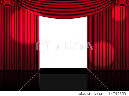 Realistic Opera stage indoor with a red curtain - Stock Illustration ...