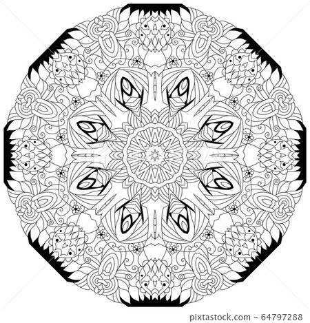 Hand drawn zentangle circular ornament for - Stock Illustration ...