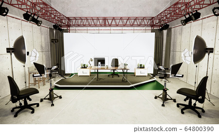 Studio - Modern Film Studio with white Screen. 3D - Stock Illustration ...