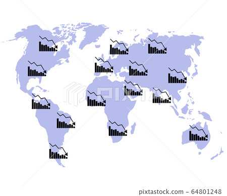 World crisis, charts global recession on map - Stock Illustration ...