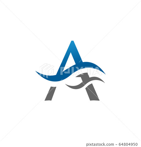 Initial letter A blue and grey color with waves - Stock Illustration ...