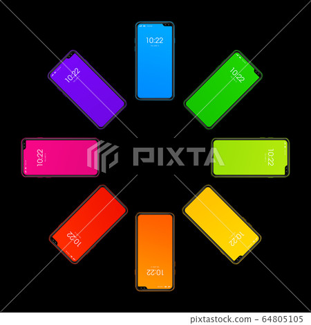Rainbow colorful smartphone set in circle shape. - Stock Illustration ...