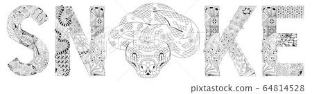 Word snake. Vector zentangle object for coloring - Stock Illustration ...