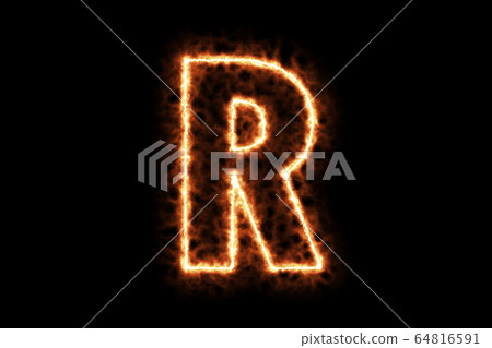 Fire burning forming letter R, capital English - Stock Illustration ...