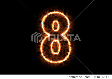 Fire burning forming number eight, 8, alphabet - Stock Illustration ...