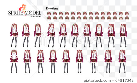 Set of emotions. Sprite full length character for - Stock Illustration ...