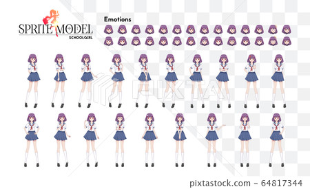 Set of emotions.Sprite full length character for - Stock Illustration ...