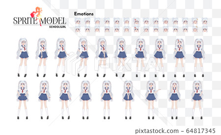 Set of emotions.Sprite full length character for - Stock Illustration ...