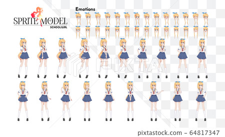Set of emotions.Sprite full length character for - Stock Illustration ...