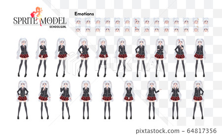 Set of emotions. Sprite full length character for - Stock Illustration ...